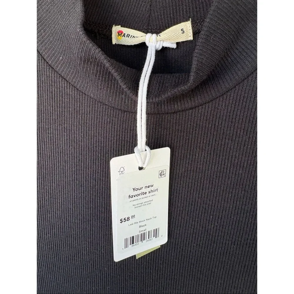 Marine Layer | Tops | Marine Layer Ribbed Mock Neck Top Small Black ...